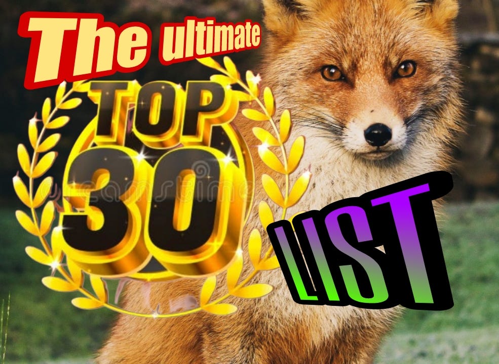 The TOP 30 list. One List for them all | by blogginglen.com | The Pub ...