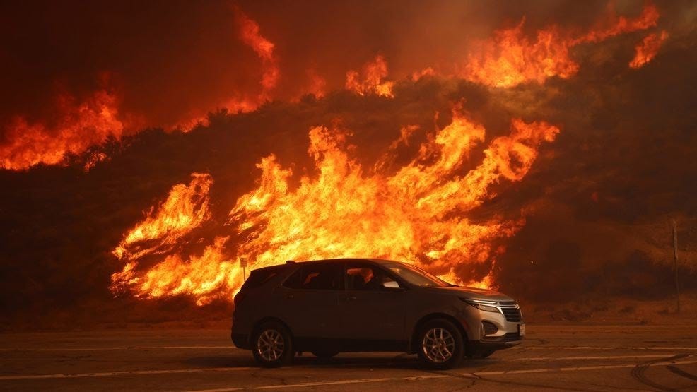 Fast-moving wildfire north of Los Angeles threatens homes, 50,000 under ...