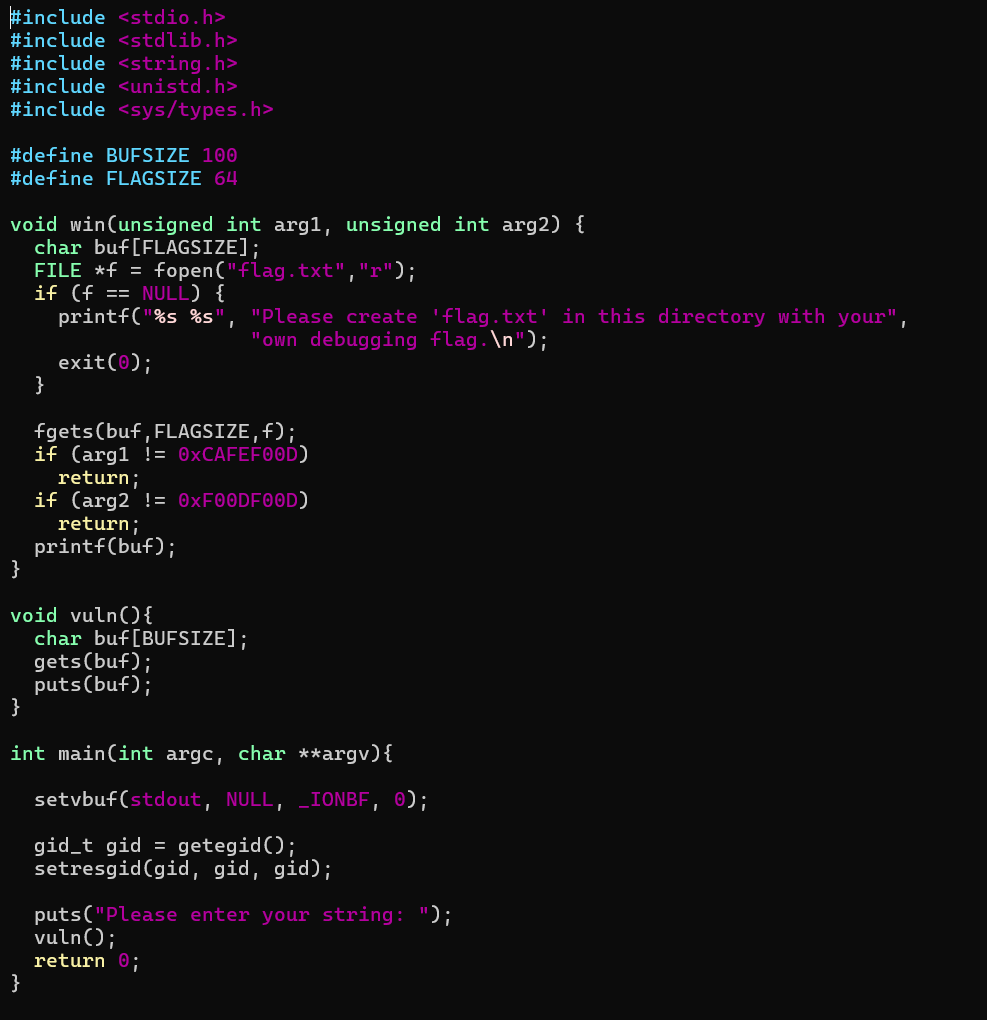 buffer overflow 2 — picoCTF. This is the vulnerable program. My… | by Tyler Fink | Nov, 2025 ...