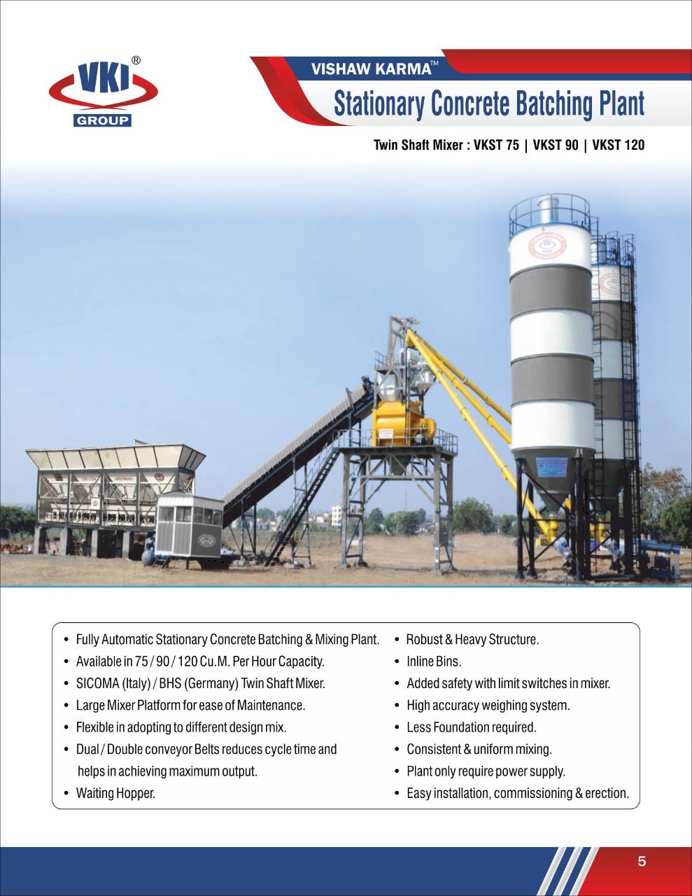 STATIONARY CONCRETE BATCHING PLANT TWIN SHAFT MIXER ...