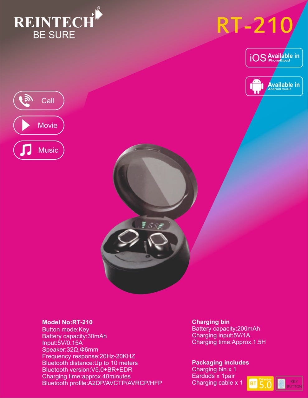 Reintech Electronics Pvt Ltd offers all types of Mobile Accessories Buy RT-210 Black ...