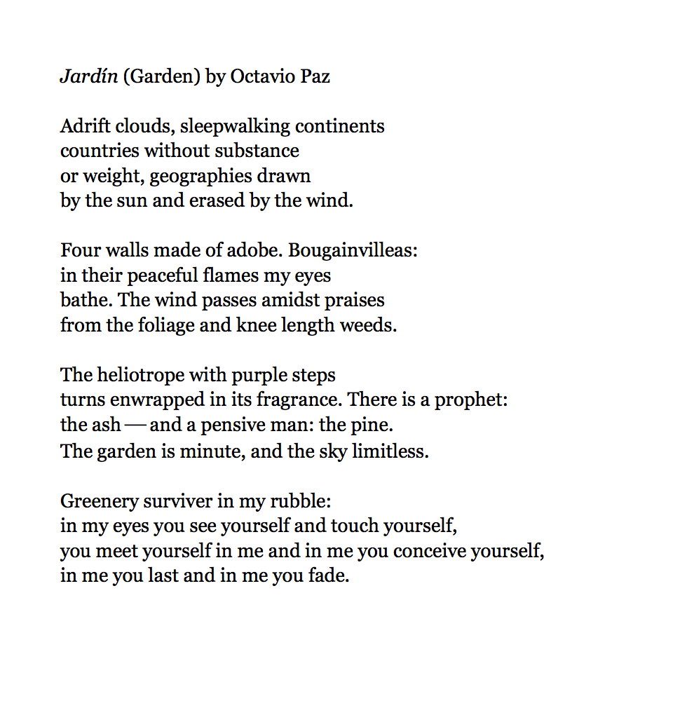 Jardín (Garden) by Octavio Paz (The first translated poem) | by Mireya ...