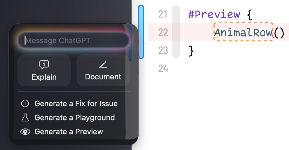 使用 Xcode 的 Coding Assistant 生成 Swiftui Preview 需要的假資料 By 彼得潘的 Ios App Neverland 彼得潘的 Swift