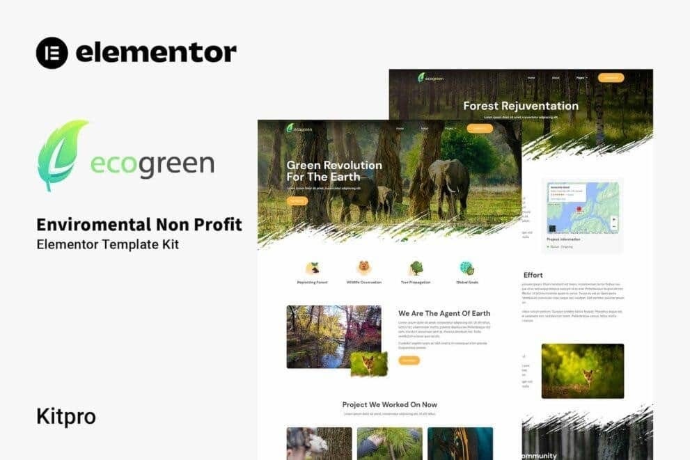 Ecogreen Environmental Non Profit Elementor Template Kit - EspacePlugins - Medium