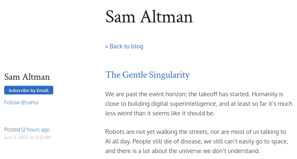 The Gentle Singularity: Sam Altman | by evoailabs | Medium