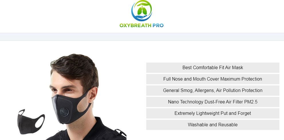 OxyBreath Pro Face Mask — Protect Yourself From Deadly CoronaVirus ...