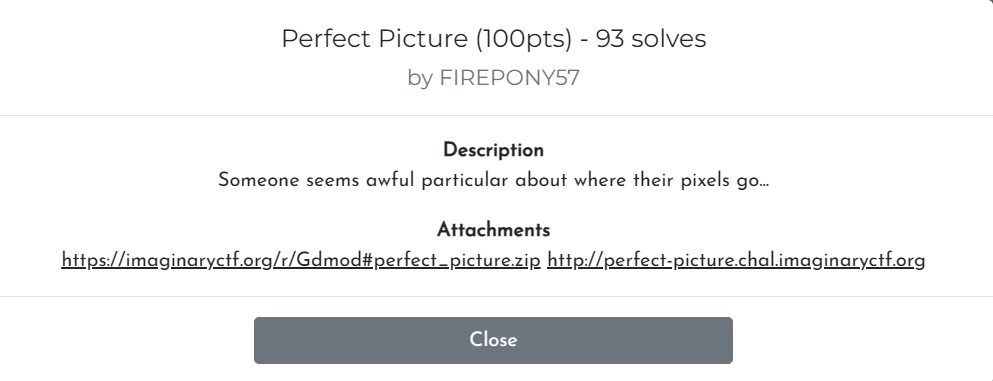 ImaginaryCTF 2023: Perfect Picture | by Altair | Medium