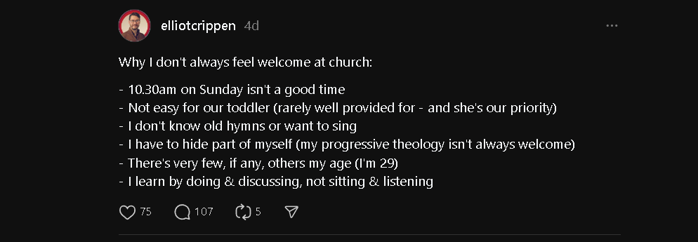 Why I don’t always feel welcome in church | by Elliot Crippen | Sep, 2024 | Medium