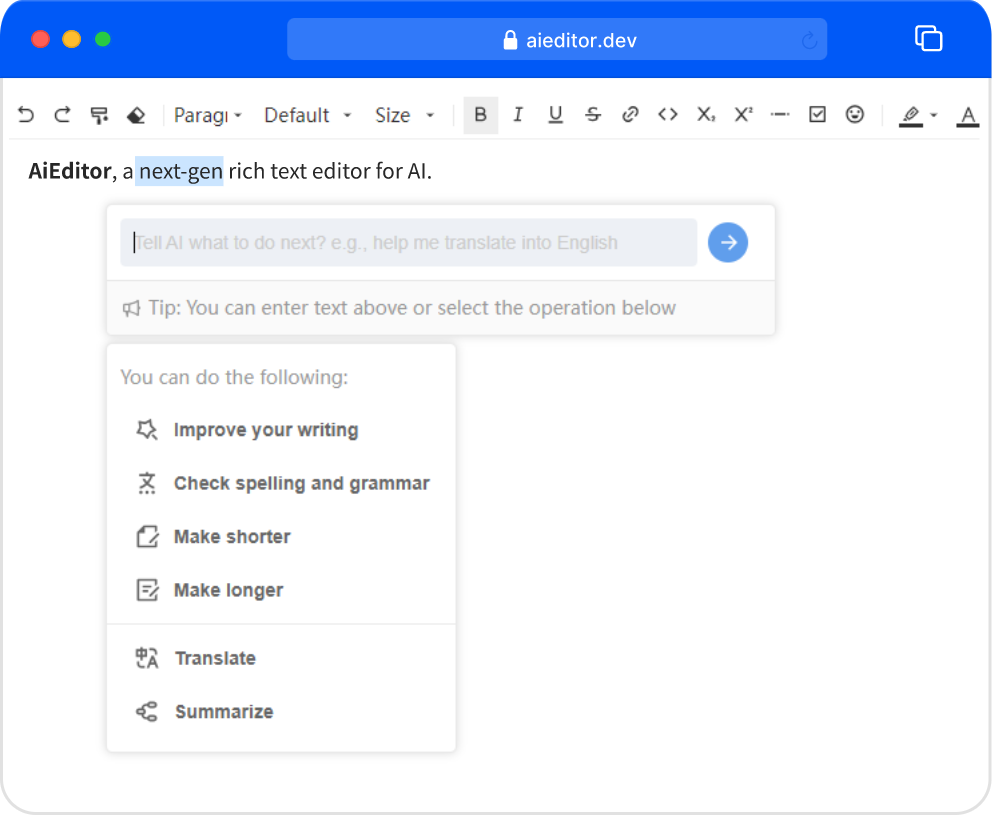 We created an AI-powered rich text editor — AiEditor, an open source alternative to CKEditor and ...