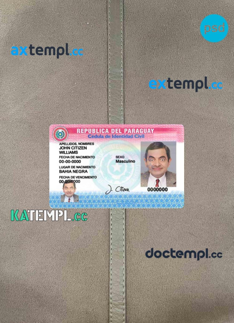 Paraguay Id Card Editable Psd Files Scan Look And Photo Realistic Look
