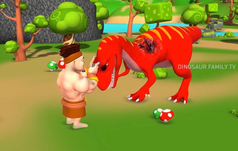 Evil Black T-Rex Attacks! Giant T-Rex Rescues 3 Color Dinosaurs ...