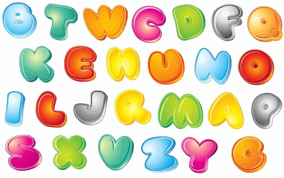 Color alphabet svg drawing bundle image clip art - Abananas - Medium